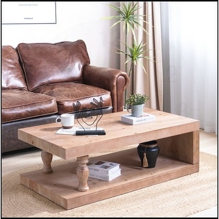 47" Rustic Solid Wood Coffee Table with Open Shelf - Bed Bath & Beyond - 43033736